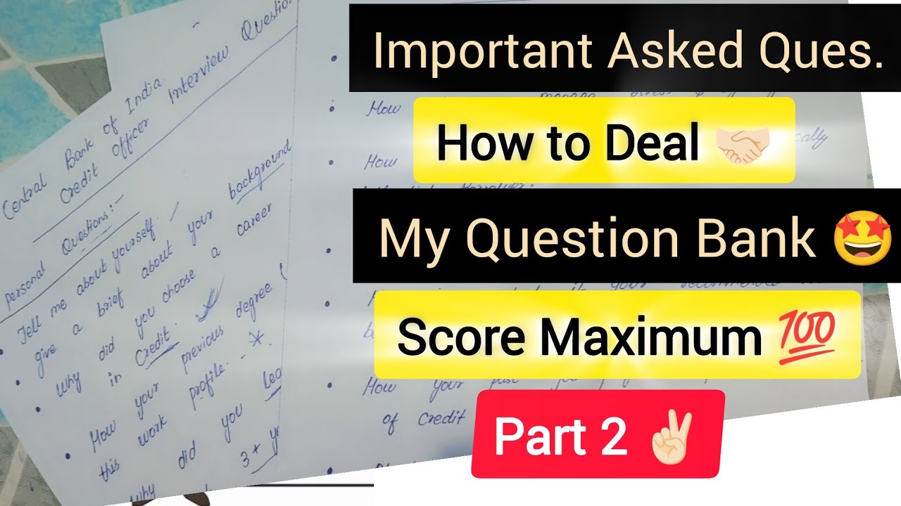 CBI Credit Officer Interview| Question Bank All types of Questions ...