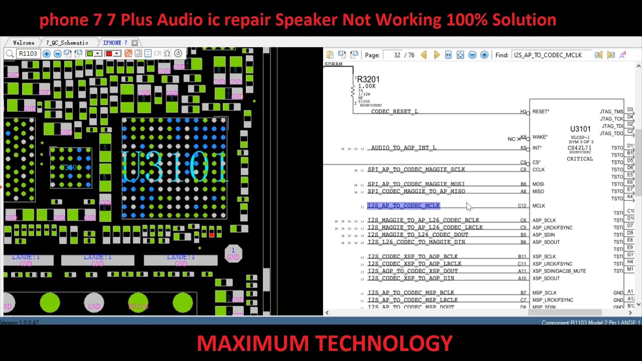 iphone 7 7 Plus Audio ic repair Speaker Not Working Solution by maximum ...
