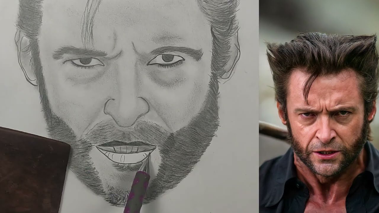 how to draw: hugh jackman(wolverine) - YouTube