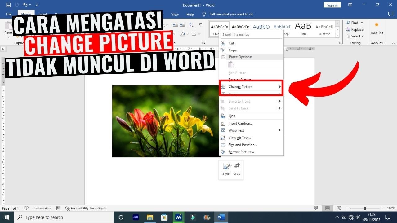 Cara Mengatasi Change Picture Tidak Muncul di Microsoft Word - YouTube