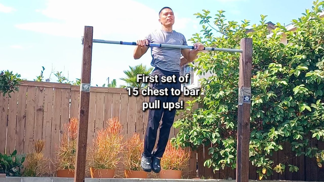 First set of 15 chest to bar pull ups! - YouTube