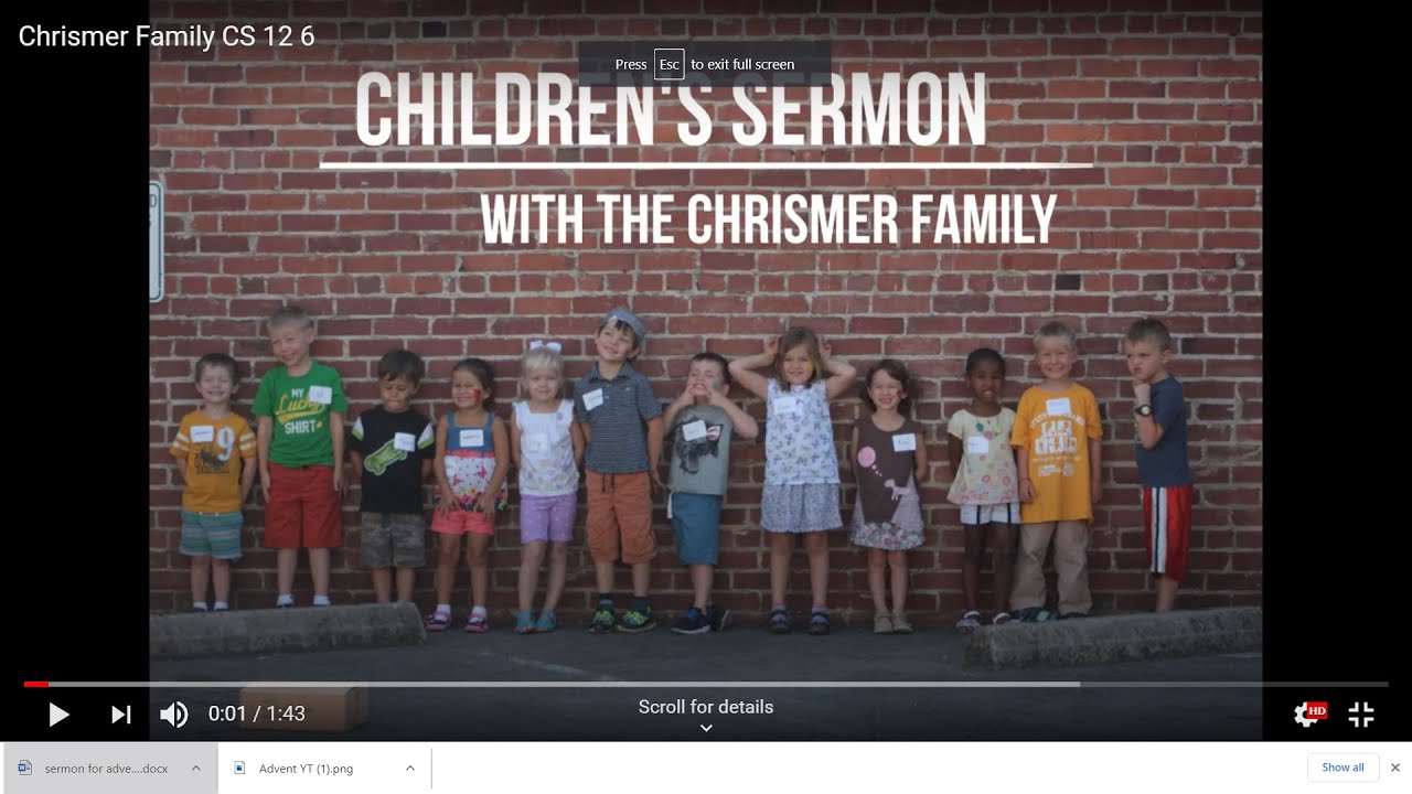 Children's Sermon with the Chrismer Family - YouTube