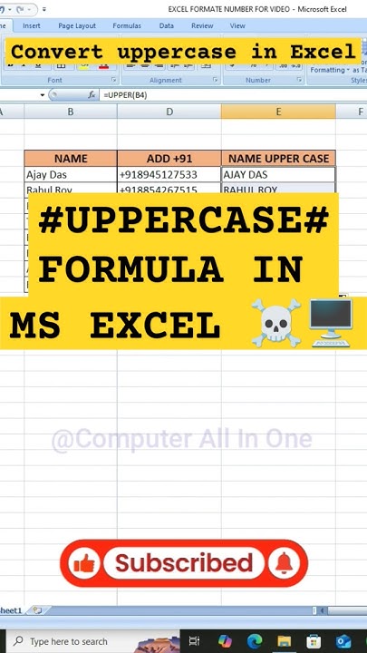UPPERCASE FORMULA IN MS EXCEL☠️😱#exceltutorial #excelformula #viralshorts ...