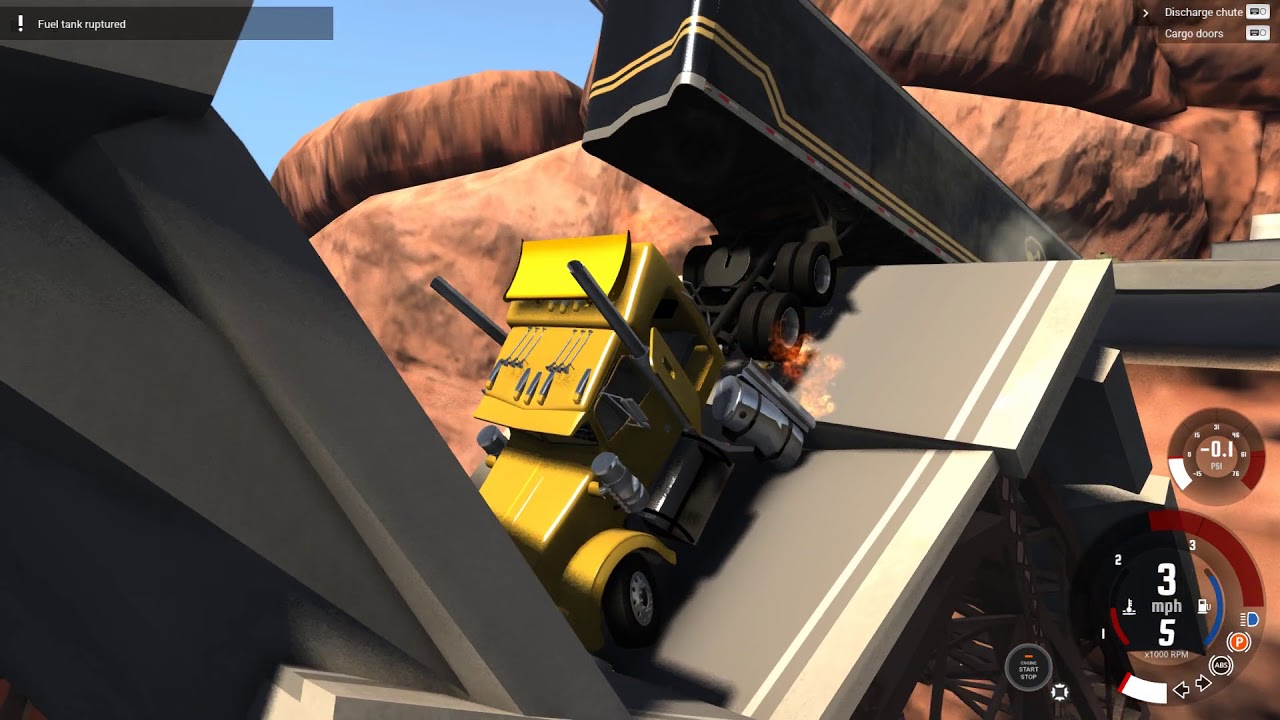 [Beamng.Drive] Semi Tractor Trailers VS. Destructible Bridge /Sadler's ...