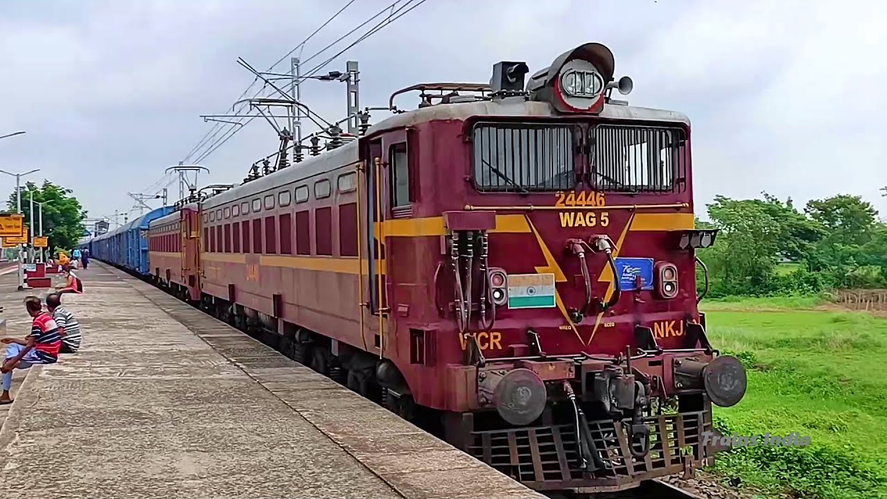 Powerful Twin WAG-5 are in full action with Long Freight Train (BCNA ...