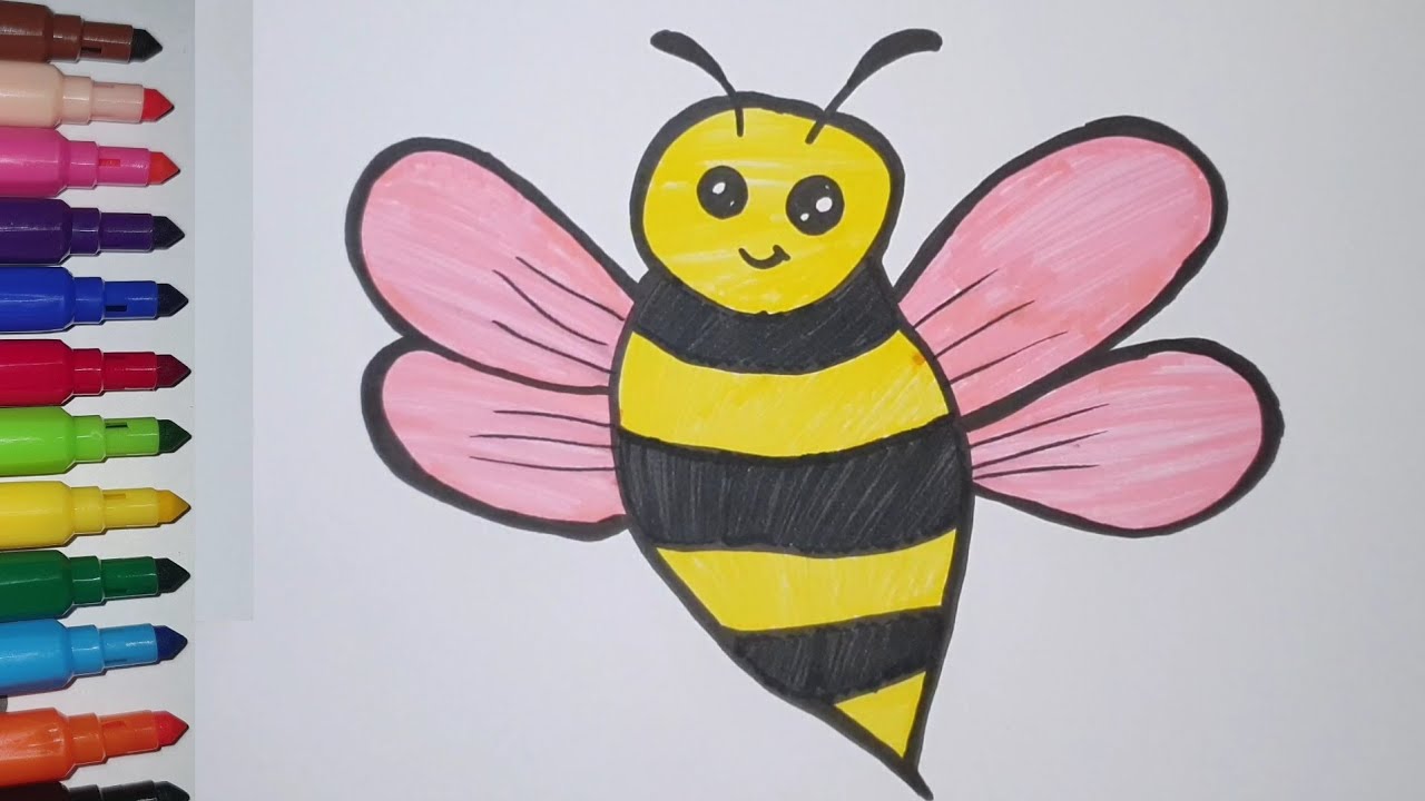 How to draw Cute Bee |Drawing and painting color's beautiful Bee For ...