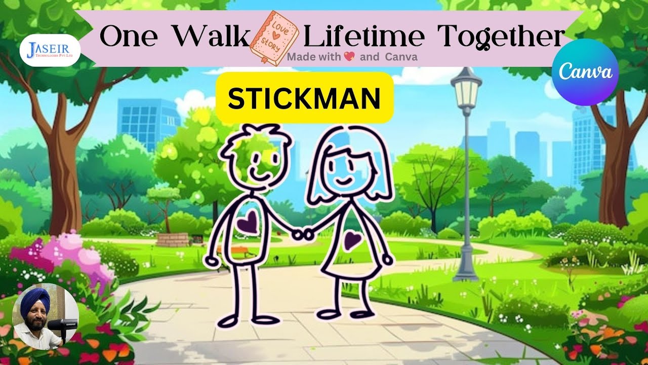 Cartoon Animation Video in Canva : The Stickman and the girl walk ...