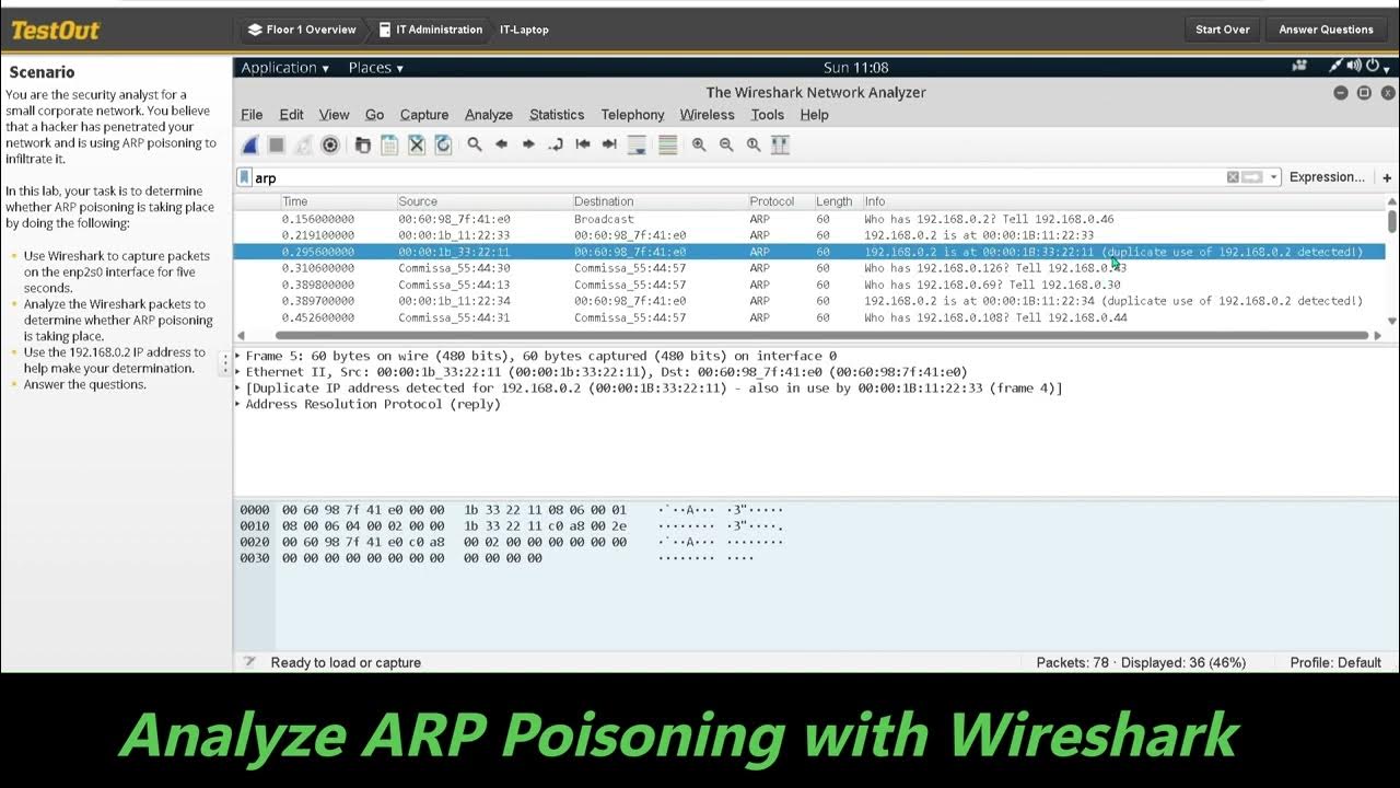 6.5.9 Analyze ARP Poisoning with Wireshark (TestOut Lab), only for ...