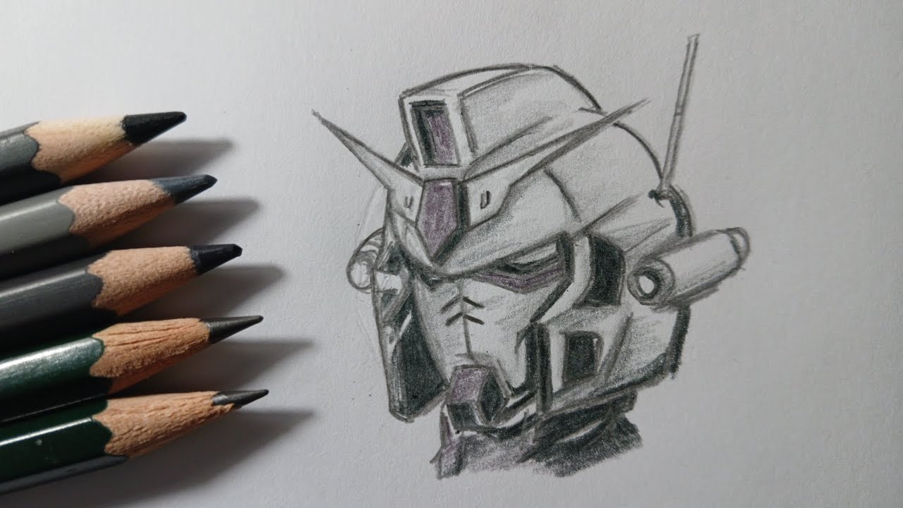 How to draw gundam head -sketch gundam easy - YouTube