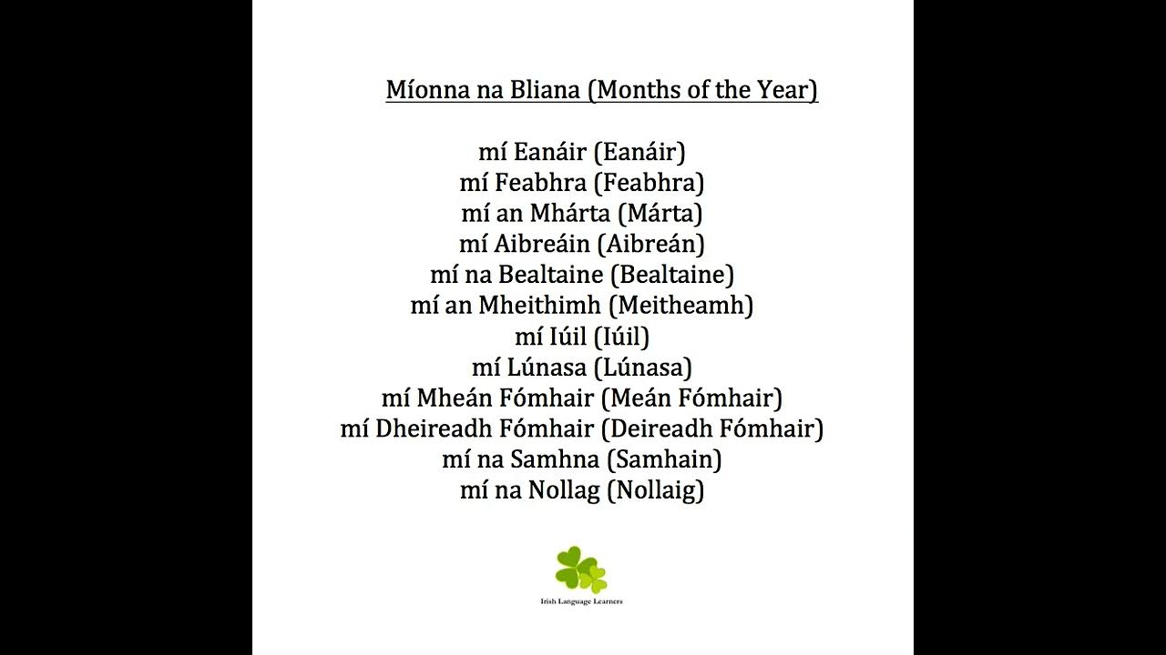 Míonna na Bliana (Months of the Year) - YouTube