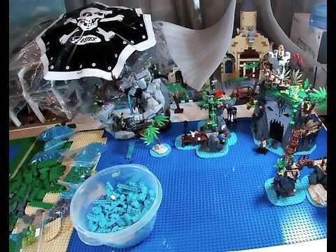 Lego Castle Moat Greenery Beach Water Islands Pirate Scene Update - YouTube
