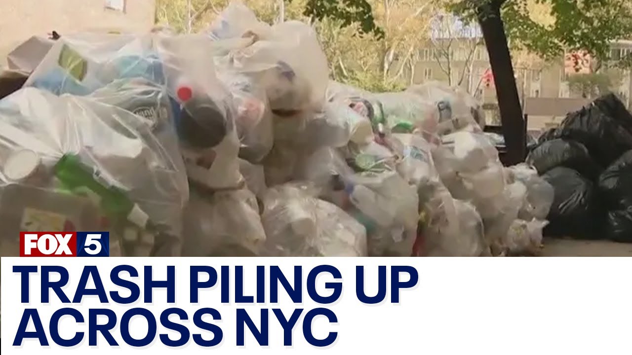 Trash piling up across NYC - YouTube
