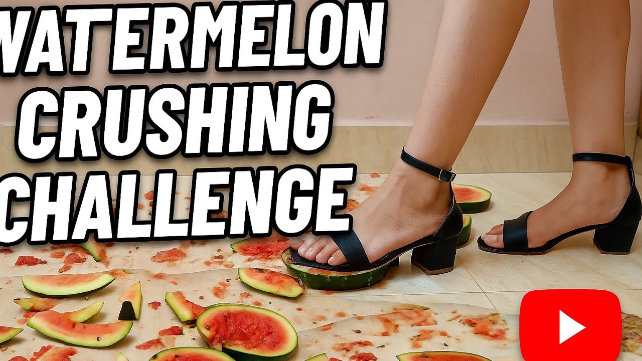 Watermelon Crushing Challenge 🍉 with heel 👠| Fun & Satisfying! #asmr # ...