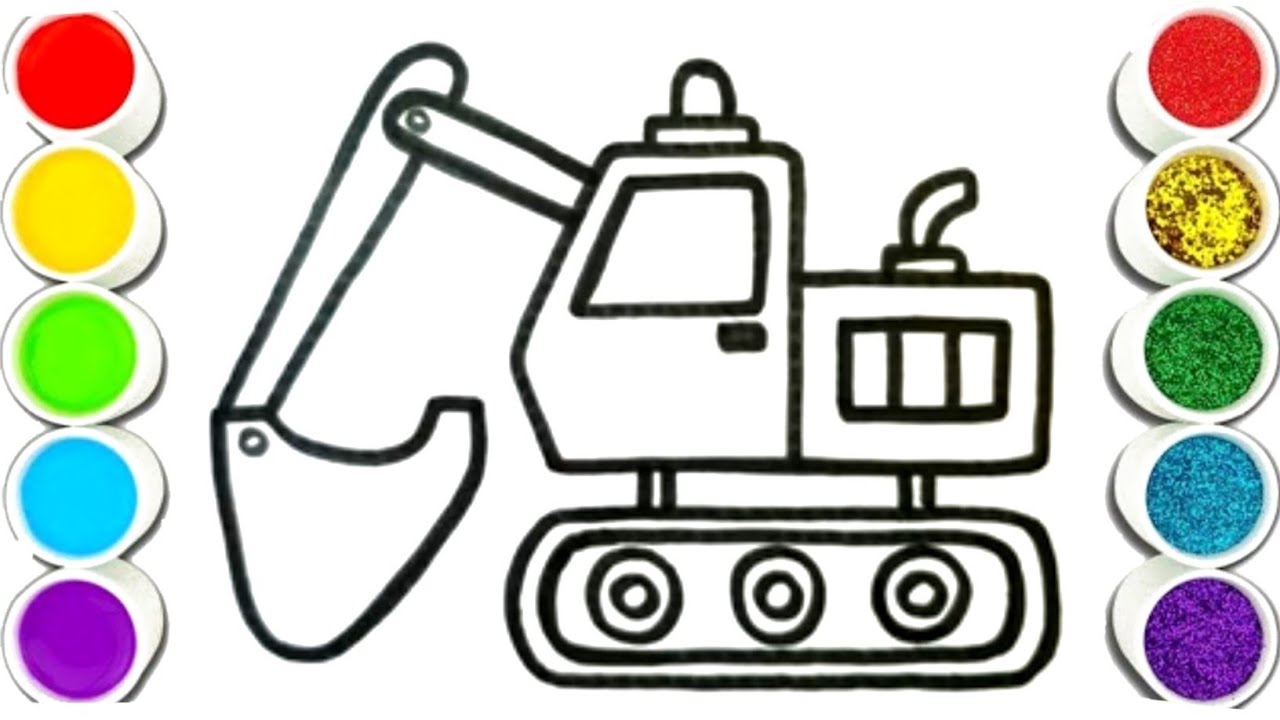 How To Draw Excavator for Kids | Drawing, Painting and Coloring for ...