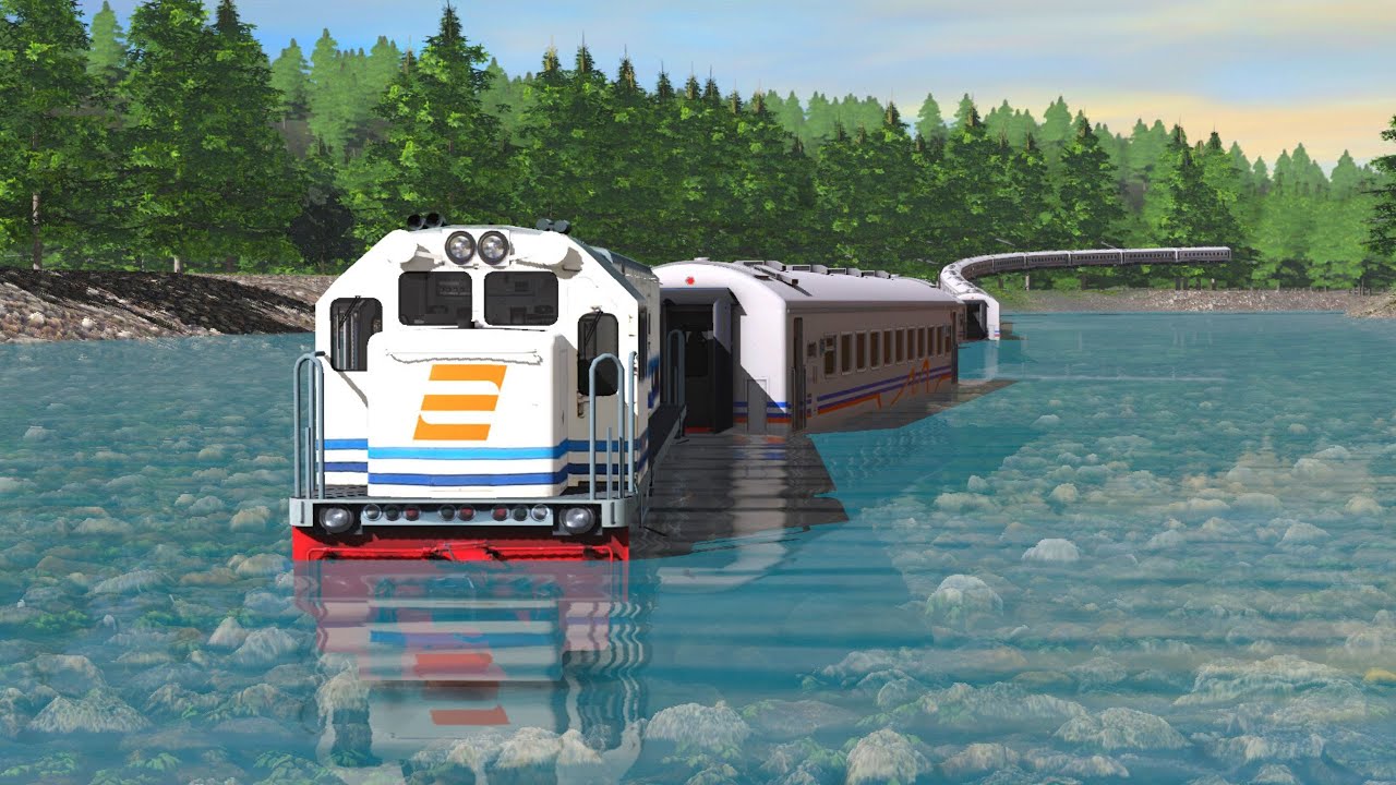 The Flying Train Then Drops In The River | Train Swim - Train Simulator ...