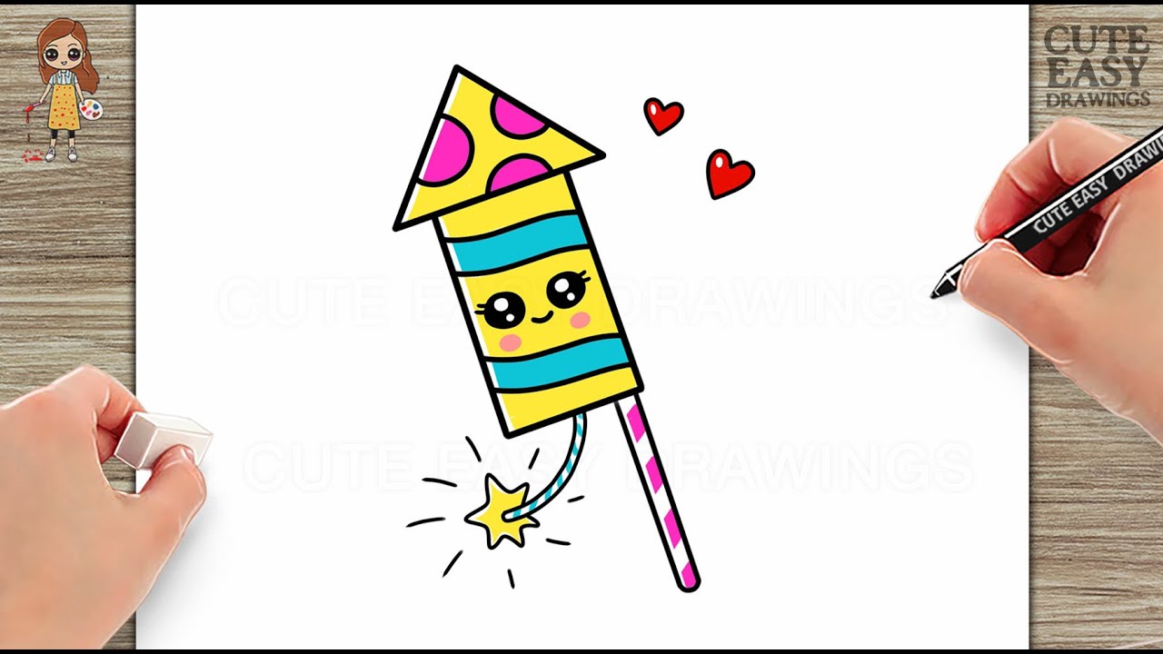 How to Draw a Cute Rocket | Learn to Draw a Cute Fire Cracker ...
