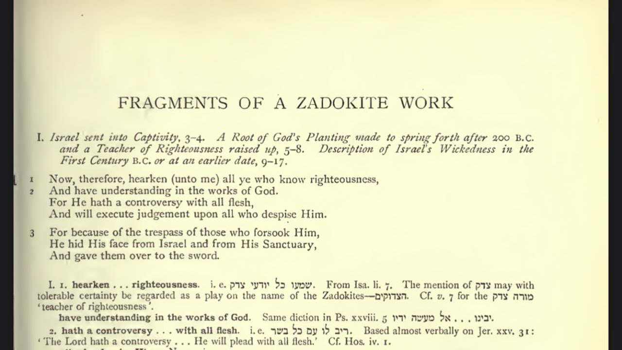 Fragments of a Zadokite Work (Fragment 1) - YouTube