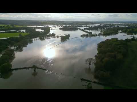 River Trent, storm Babet floodwater at Swarkestone, Derbyshire, UK October 22nd 2023
