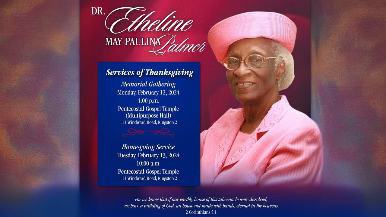 Home-Going Service - Dr Etheline May Paulina Palmer - YouTube