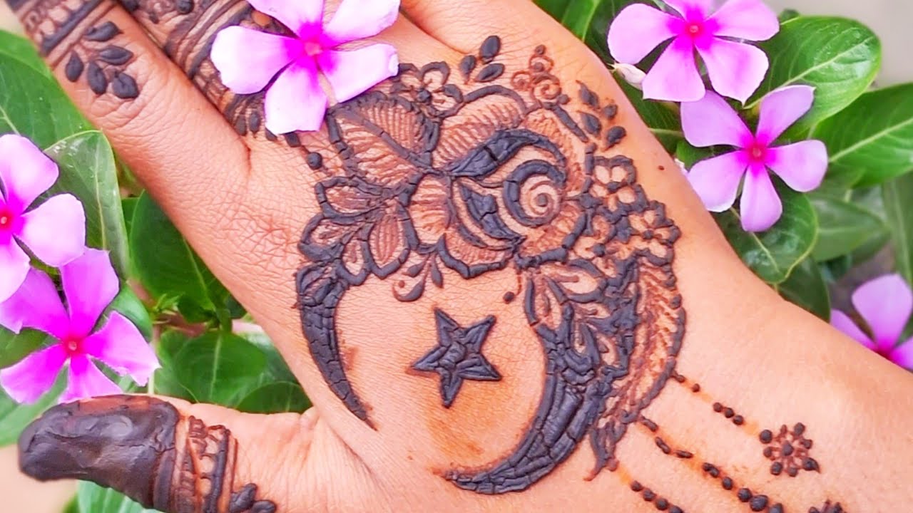 Beautiful moon 🌙 mehndi design | Back hand mehndi tutorial | Ramadan ...