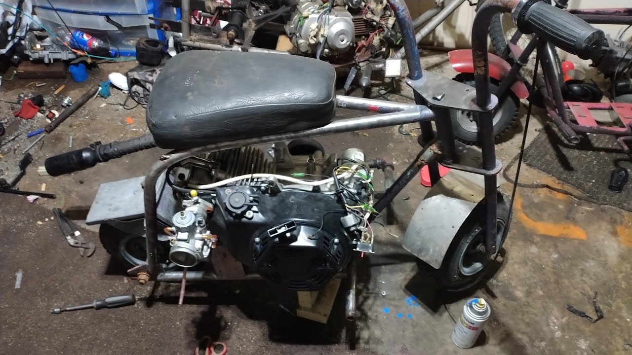 tiny mini bike big engine - YouTube