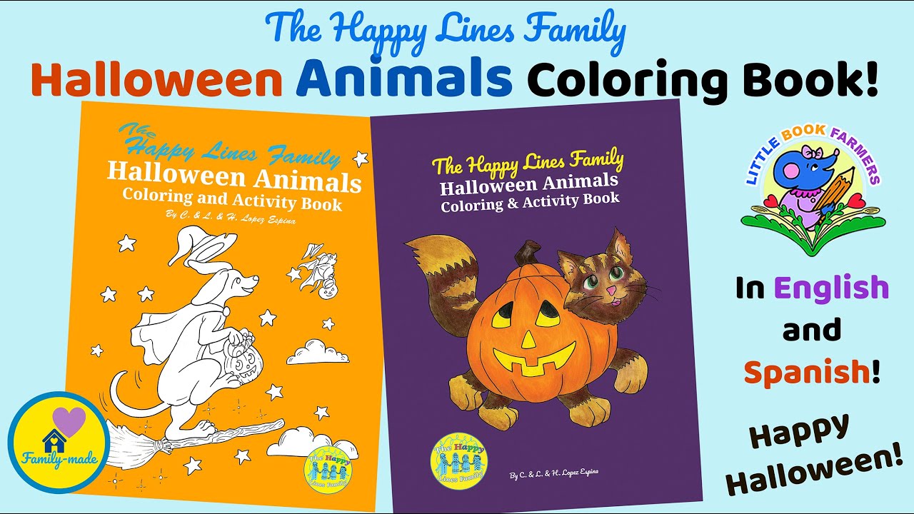 HALLOWEEN ANIMALS Coloring and Activity Book! - The Happy Lines Family ...