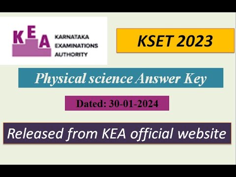 KEA KSET 2023 Answer key for Physical science from official website ...