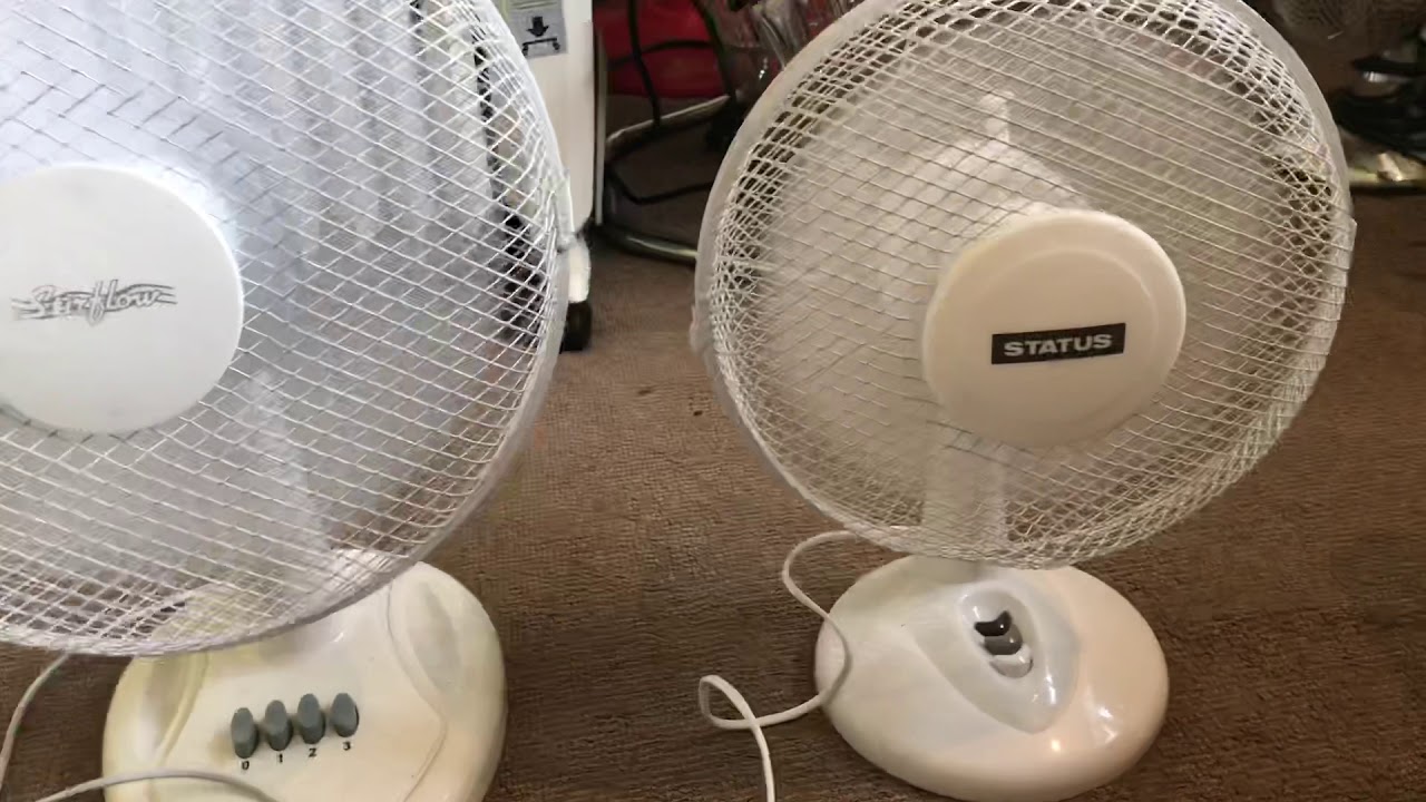 Stirflow 12 inch oscillating white desk fan VS Status 9 inch ...
