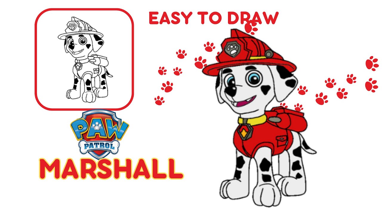 HOW TO DRAW MARSHALL FROM PAW PATROL - YouTube