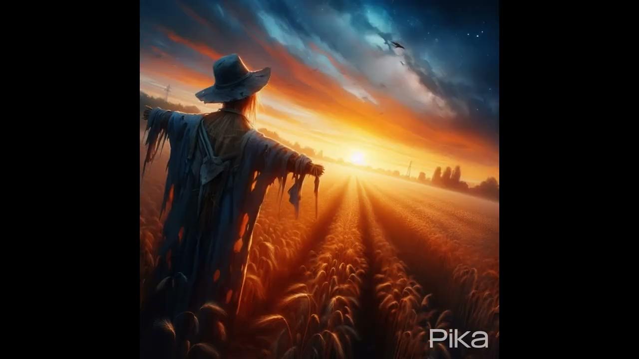 The Lonely Scarecrow and the Sunset - Simple AI Artwork - Spooky Music ...