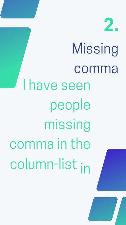 3 SQL Syntax Errors which are very common - YouTube