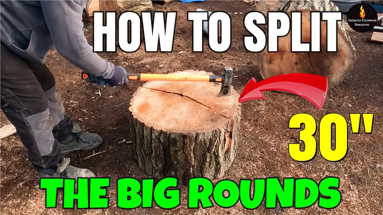 HOW TO SPLIT BIG ROUNDS OF #FIREWOOD - LARGE DIAMETER SPLITTING - YouTube