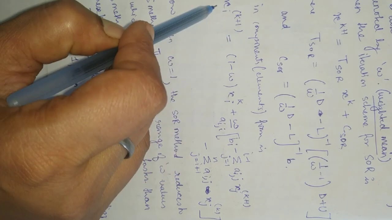 SOR (Successive over relaxation) method - YouTube