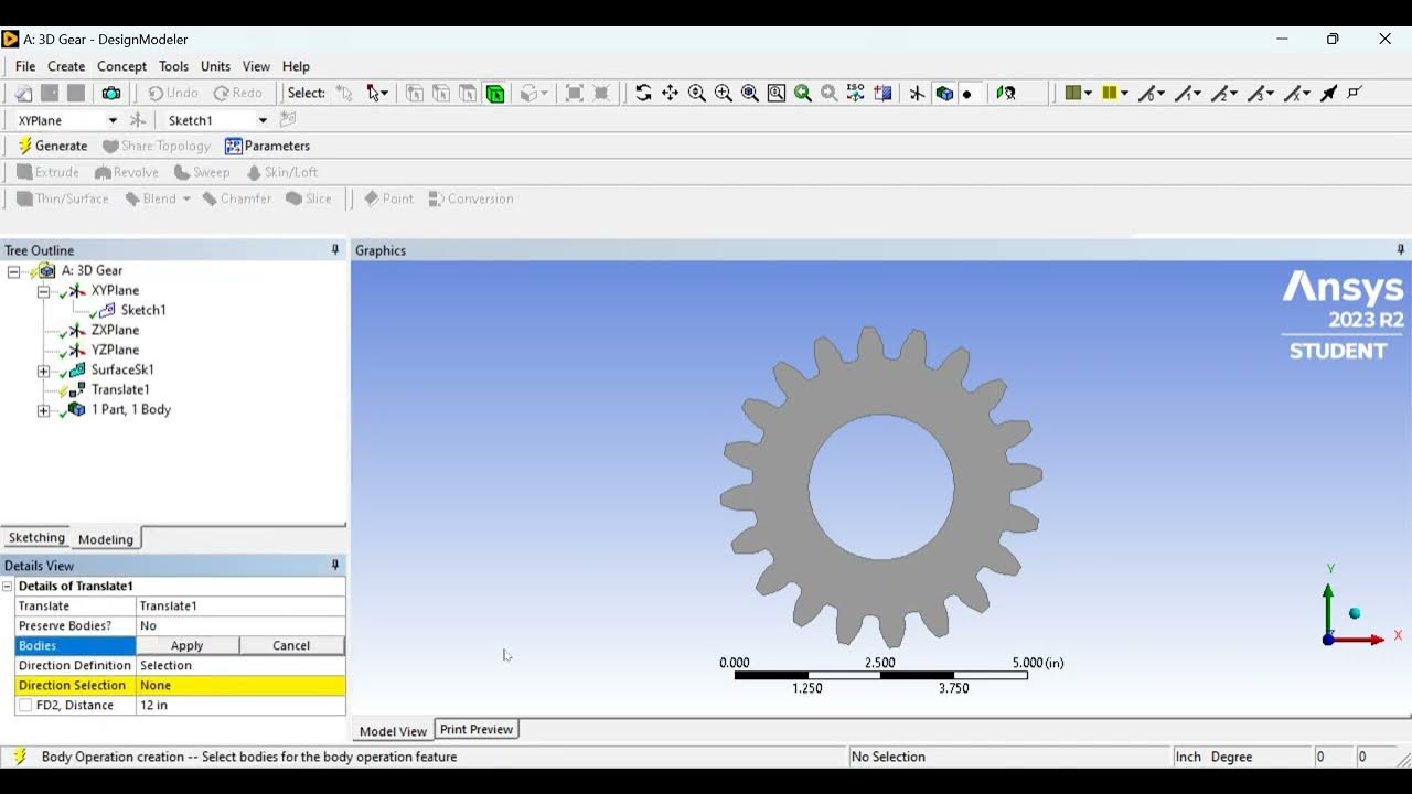Gear modeling ANSYS workbench 2023 - YouTube
