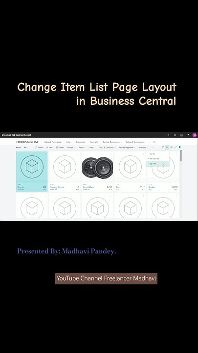 How-To Change Item List Page Layout/Format in Business Central #change #display #itemlist #page ...
