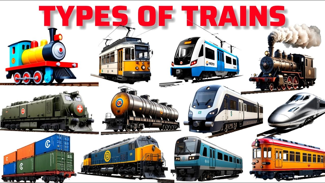 Trains for Kids to Learn English | Types of Trains | Tram, Subway ...