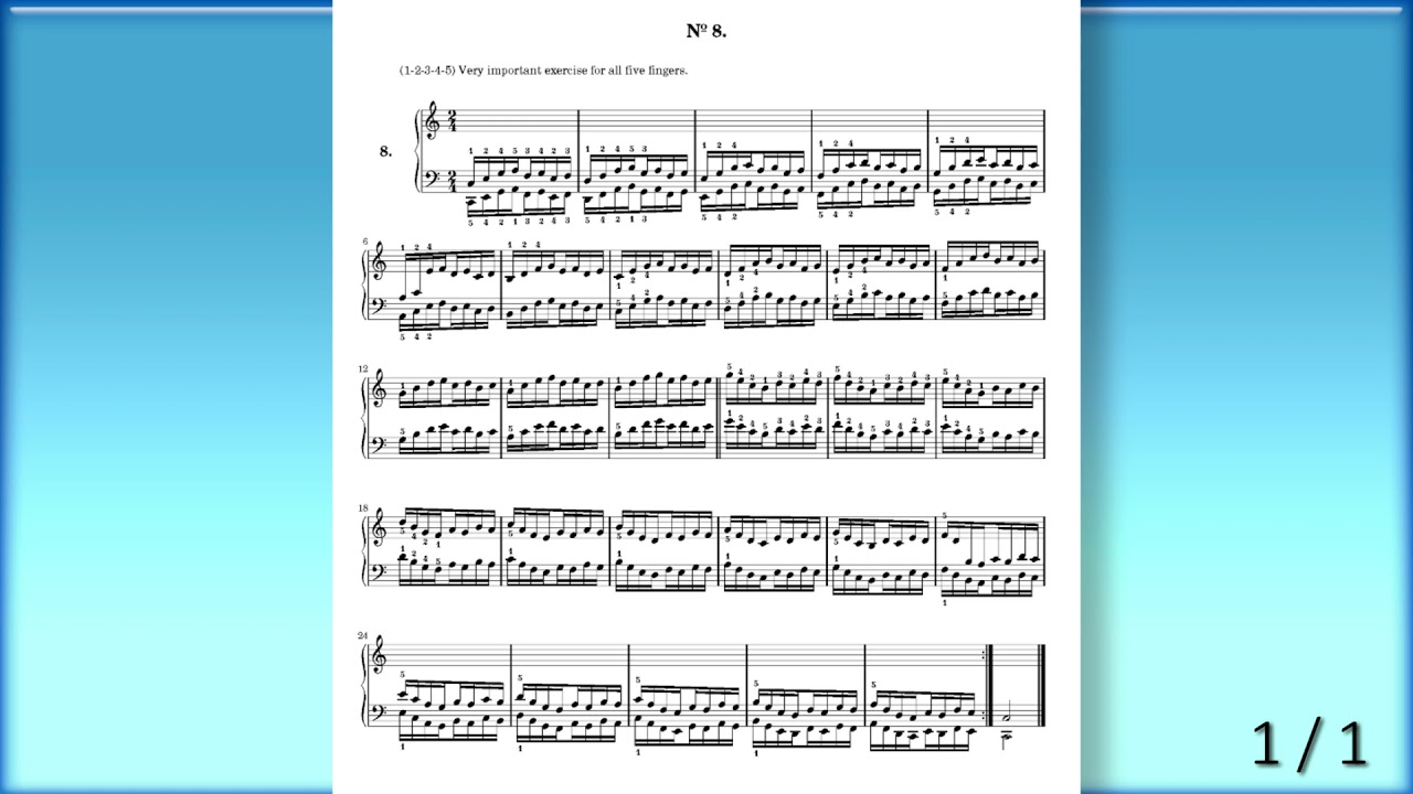 Hanon - No. 8 Slowly - Practice with me Lento - Estudia conmigo - YouTube