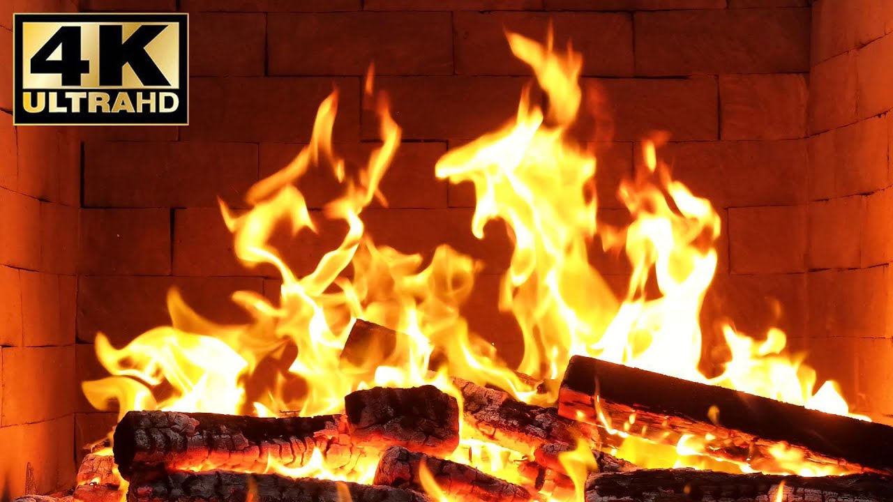 Soothing Fireplace Sounds for Winter. 4K UHD Fireplace Background. cozy ...