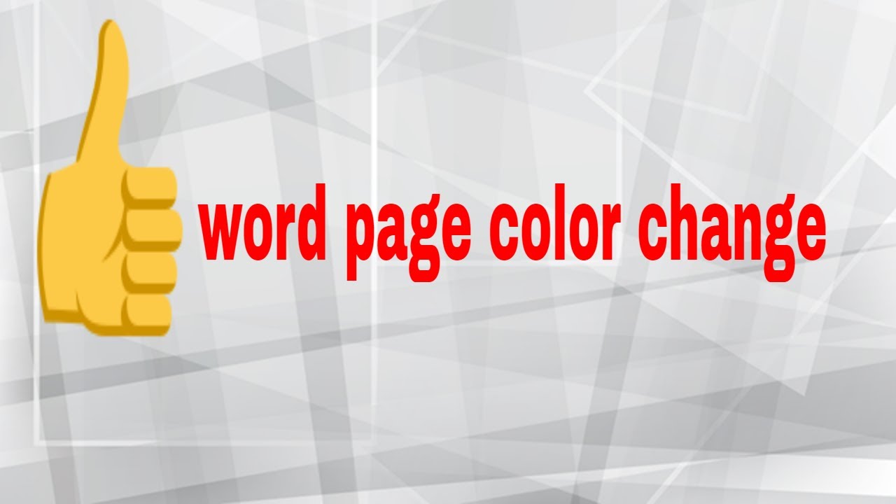 How To Change MS Word Page Color YouTube How To Change MS Word Page Color YouTube