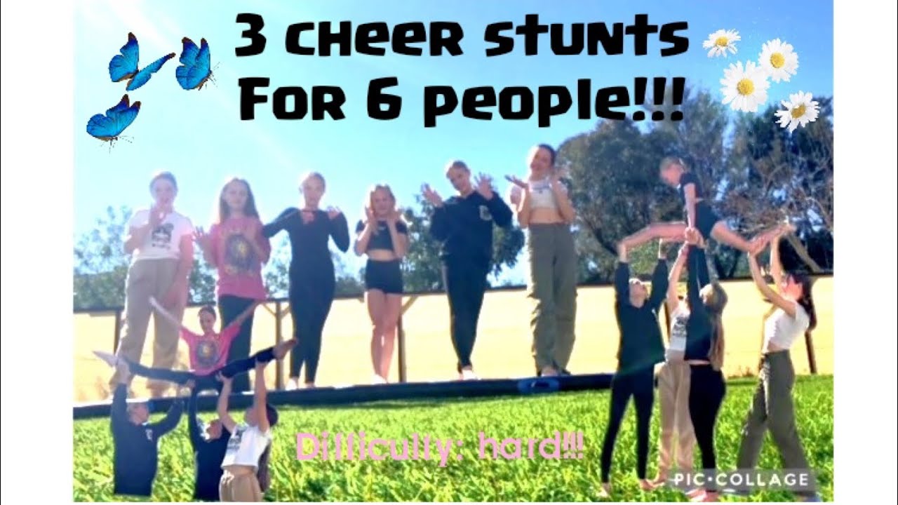 3 cheer stunts with six people!!!!! (difficult) - YouTube