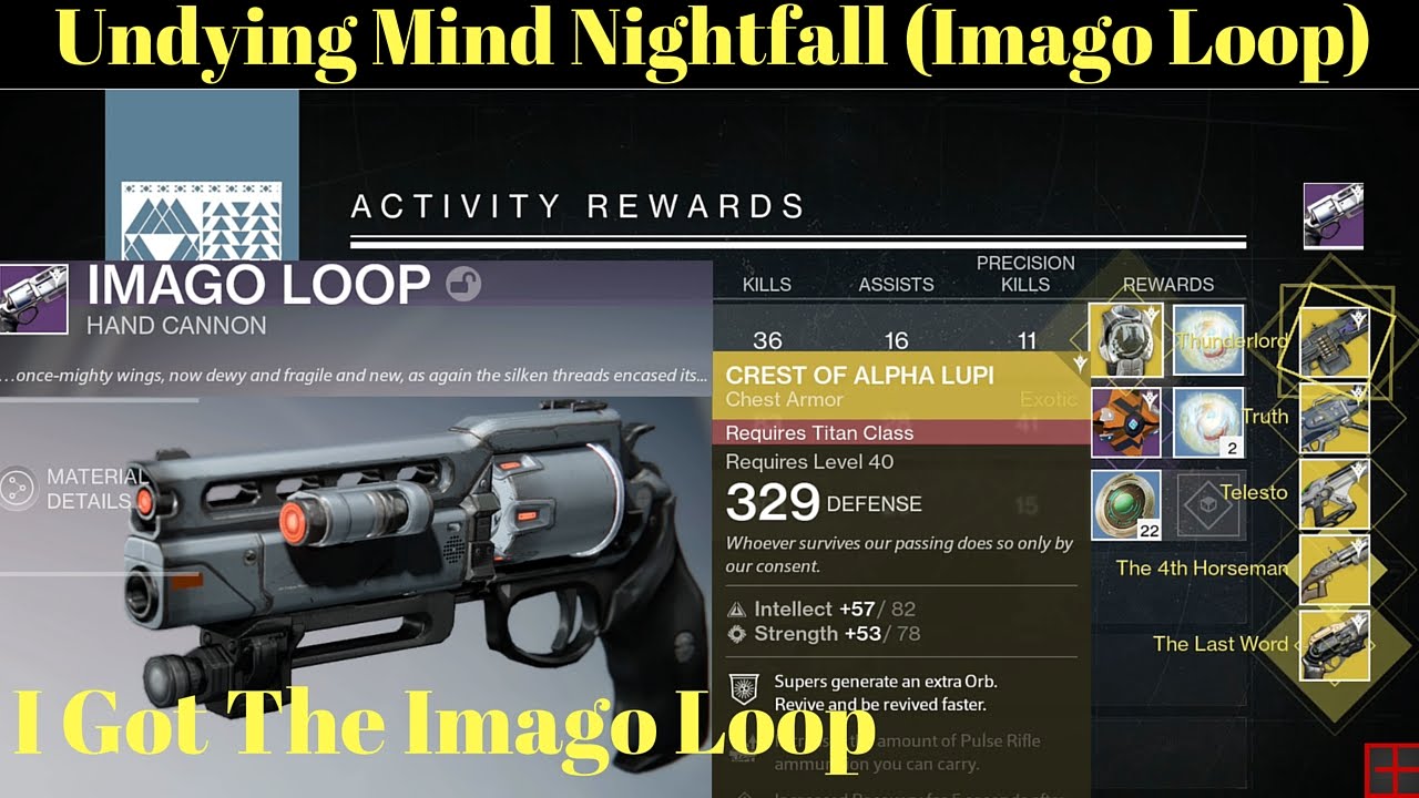 Destiny Nightfall Undying Mind (Imago Loop) 3x rewards - YouTube