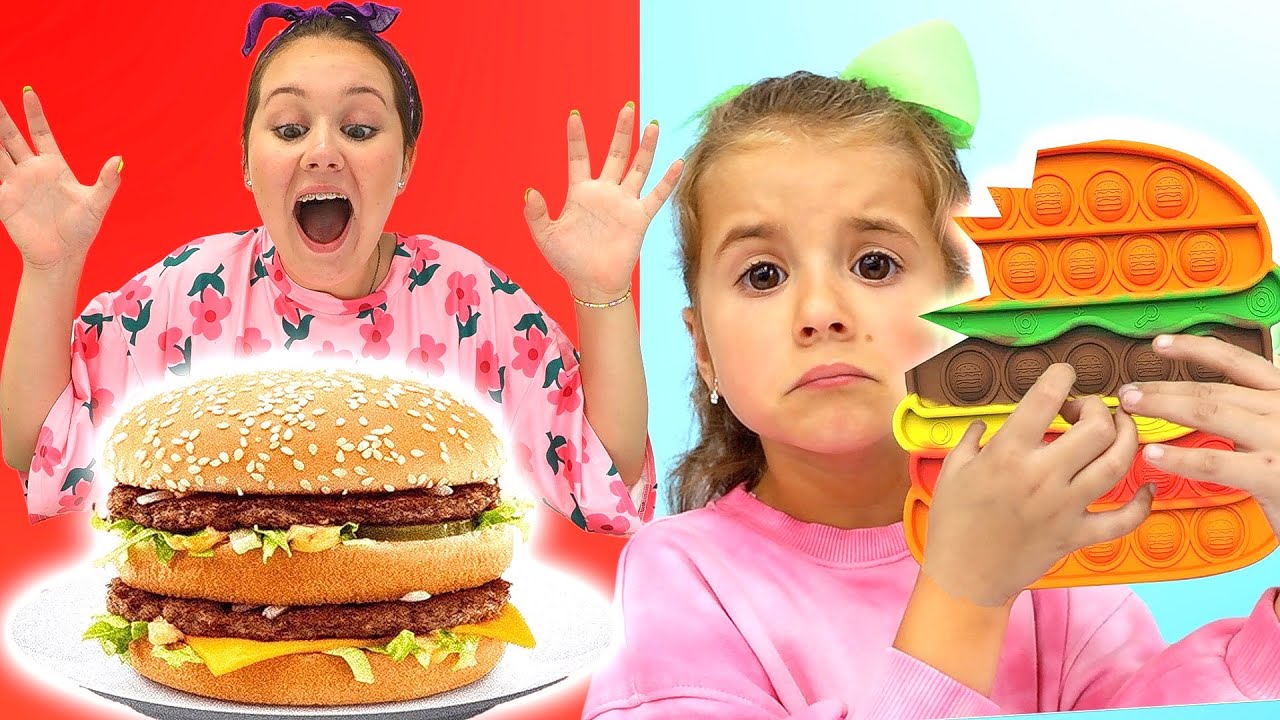 Ruby and Bonnie Learn Healthy Food with Pop It Toys Challenge - YouTube