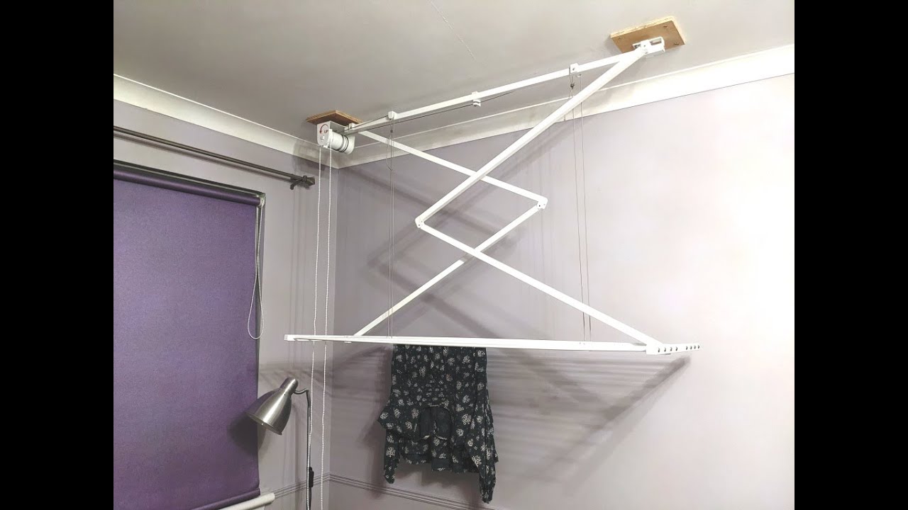 Foxdry Mini Pulley clothes airer mounted to ceiling. Fix laundry drying ...