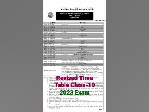 Rbse Class 10 Revised Time Table 2023 Rajasthan Board Class 10 Revised