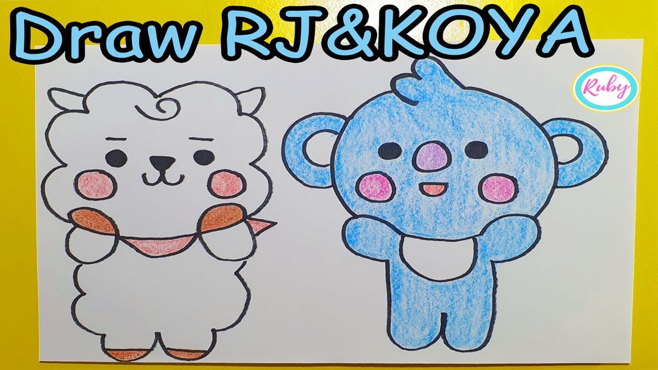 畫畫教學｜BT21 RJ&KOYA｜How to draw Bt21 RJ&KOYA - YouTube