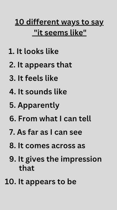 10 Smart Alternatives to Say "It Seems Like" | Improve Your English Speaking - YouTube