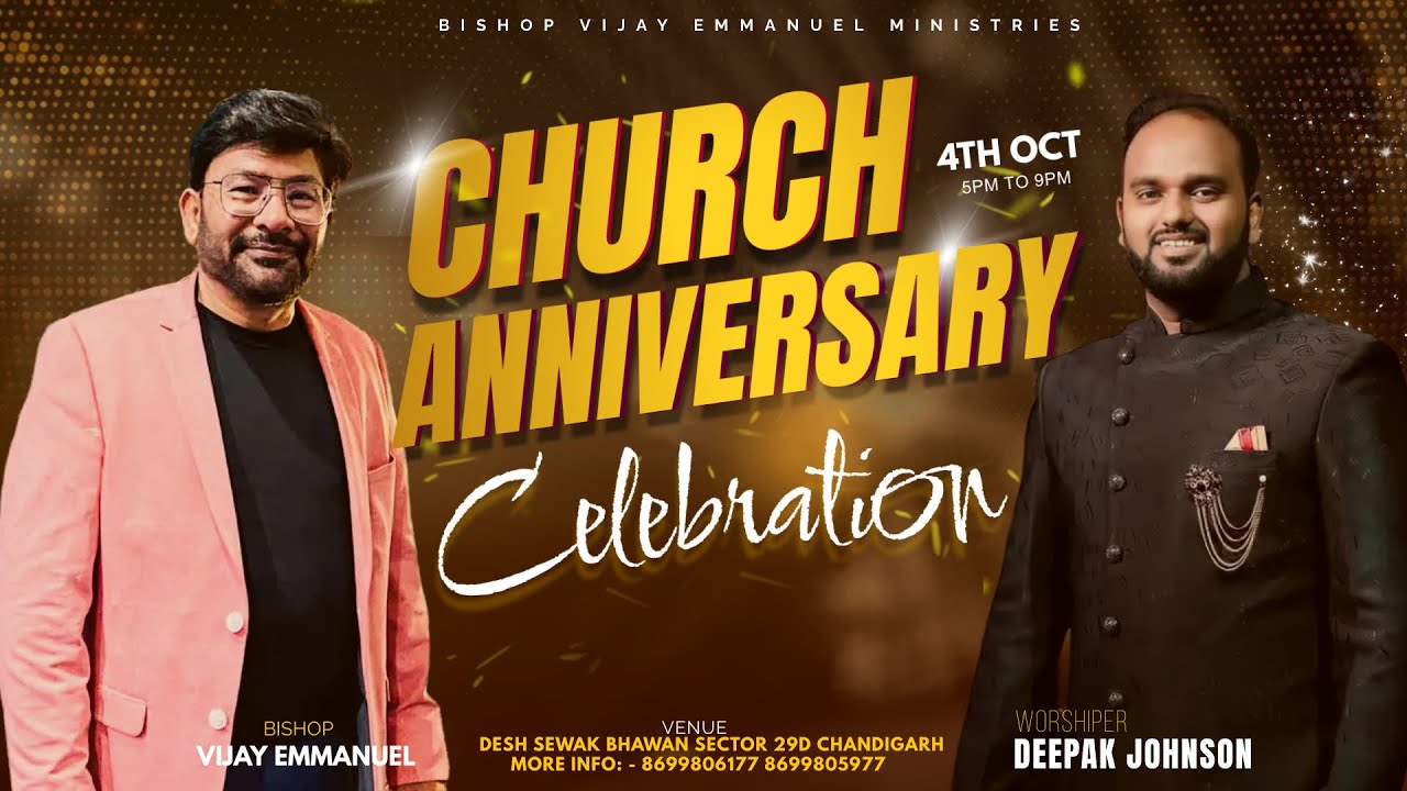 TODAY CHANDIGARH CHURCH ANNIVERSARY CELEBRATION LIVE | WITH BISHOP ...