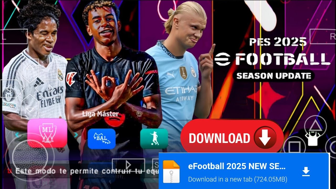 EFOOTBALL PES 2025 PPSSPP Full Update Transfers & Kits 2024/25 Real ...