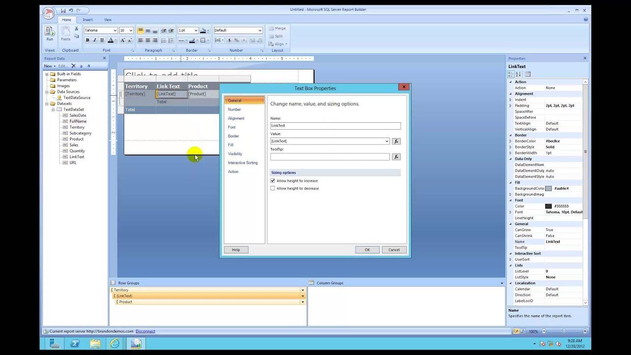Report Builder 3.0 for SQL Server 2012 Part 4B: How to add HTML to your ...