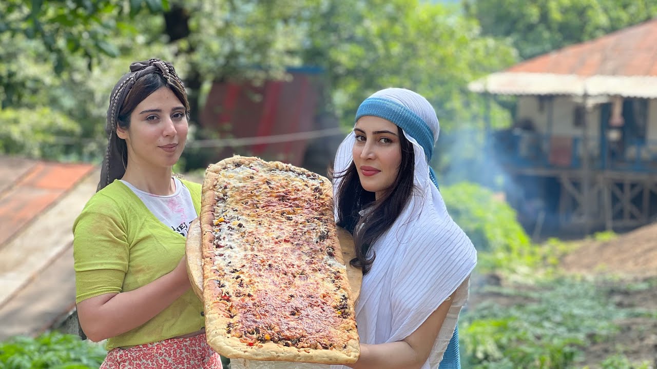 Cooking Turkish meat pideh without oven in the mountains! - YouTube